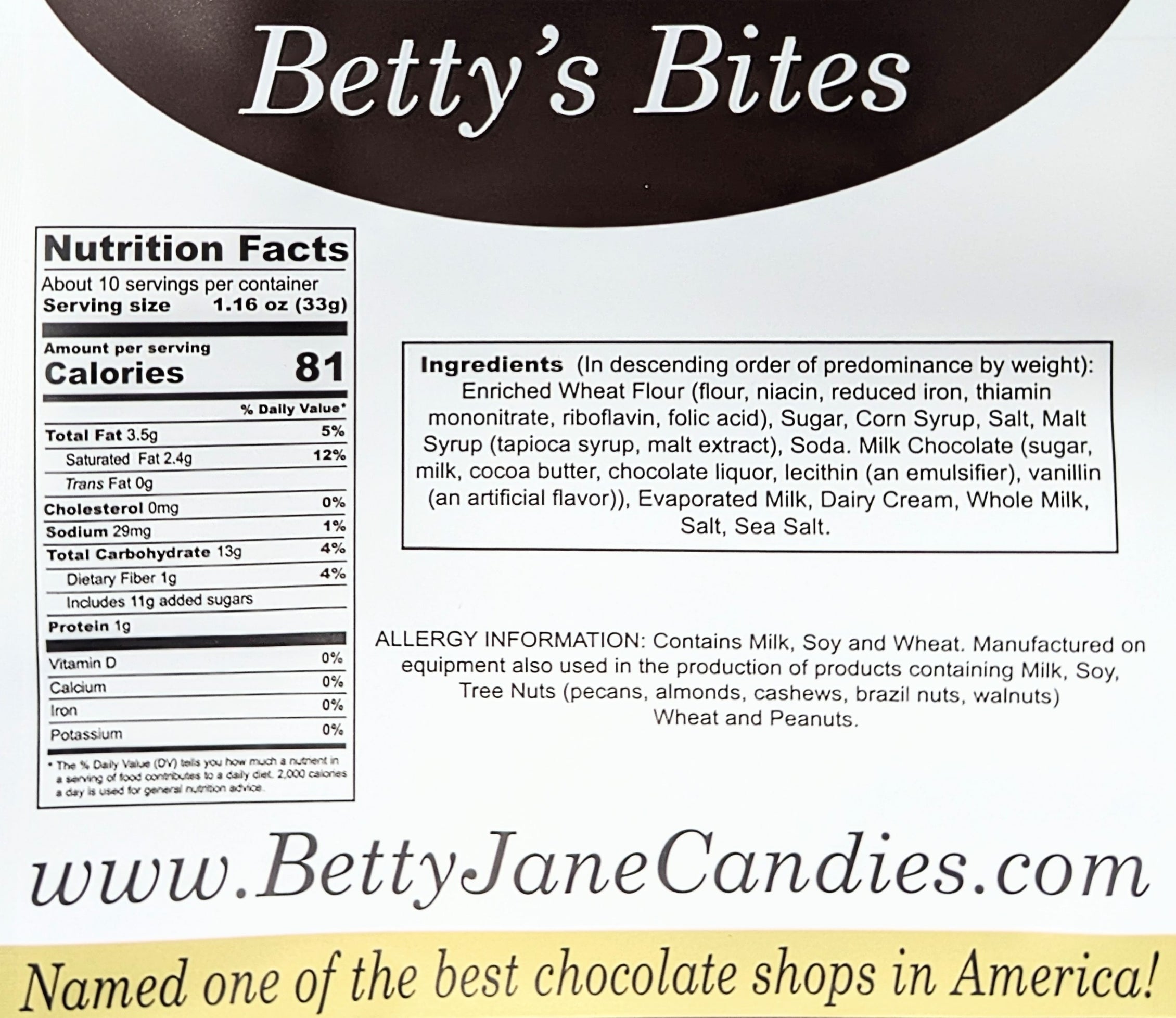 Betty's Bites Milk Chocolate 12oz – Betty Jane Candies